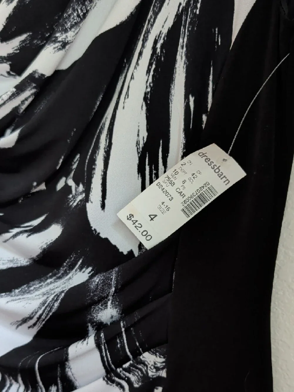 Roz & Ali | Dresses | Black And White Draped Cowl Midi Dress | Poshmark